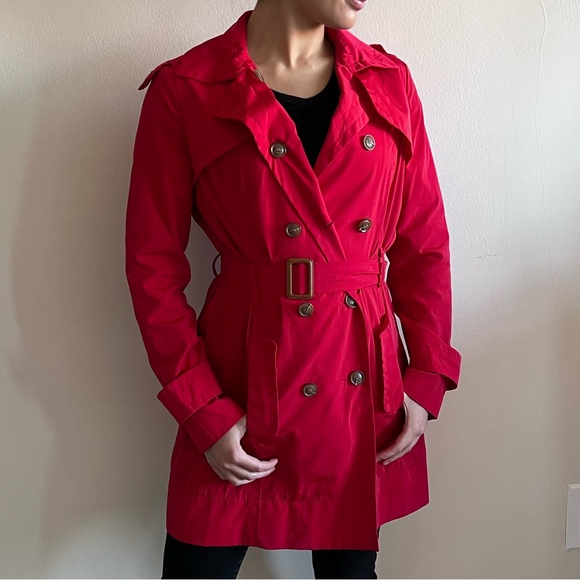 Mango | Jackets & Coats | Red Rain Coat With Belt | Poshmark